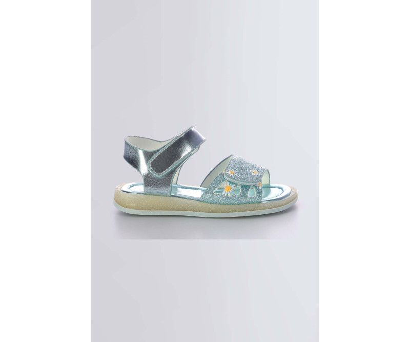 Liboo - Sandales bleu clair glitter à fleurs pour fille de la marque ...